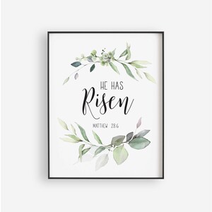 Matthew 28:6 He Has Risen Bible Verse Printable Wall Art, Easter ...