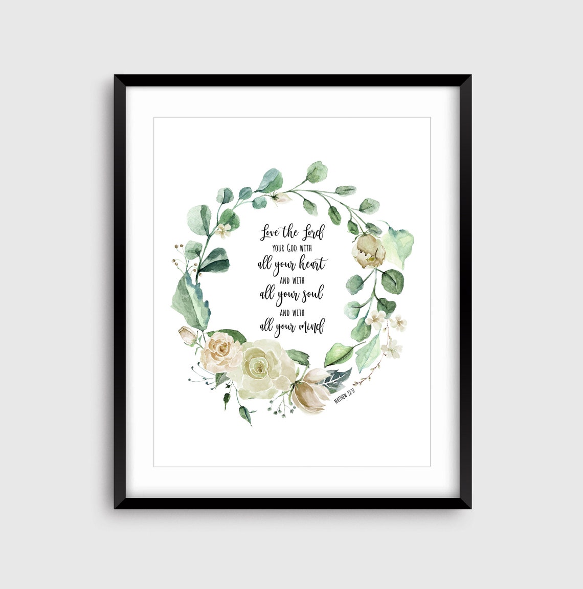 Matthew 22:37 Love The Lord Bible Verse Wall Art Printable | Etsy