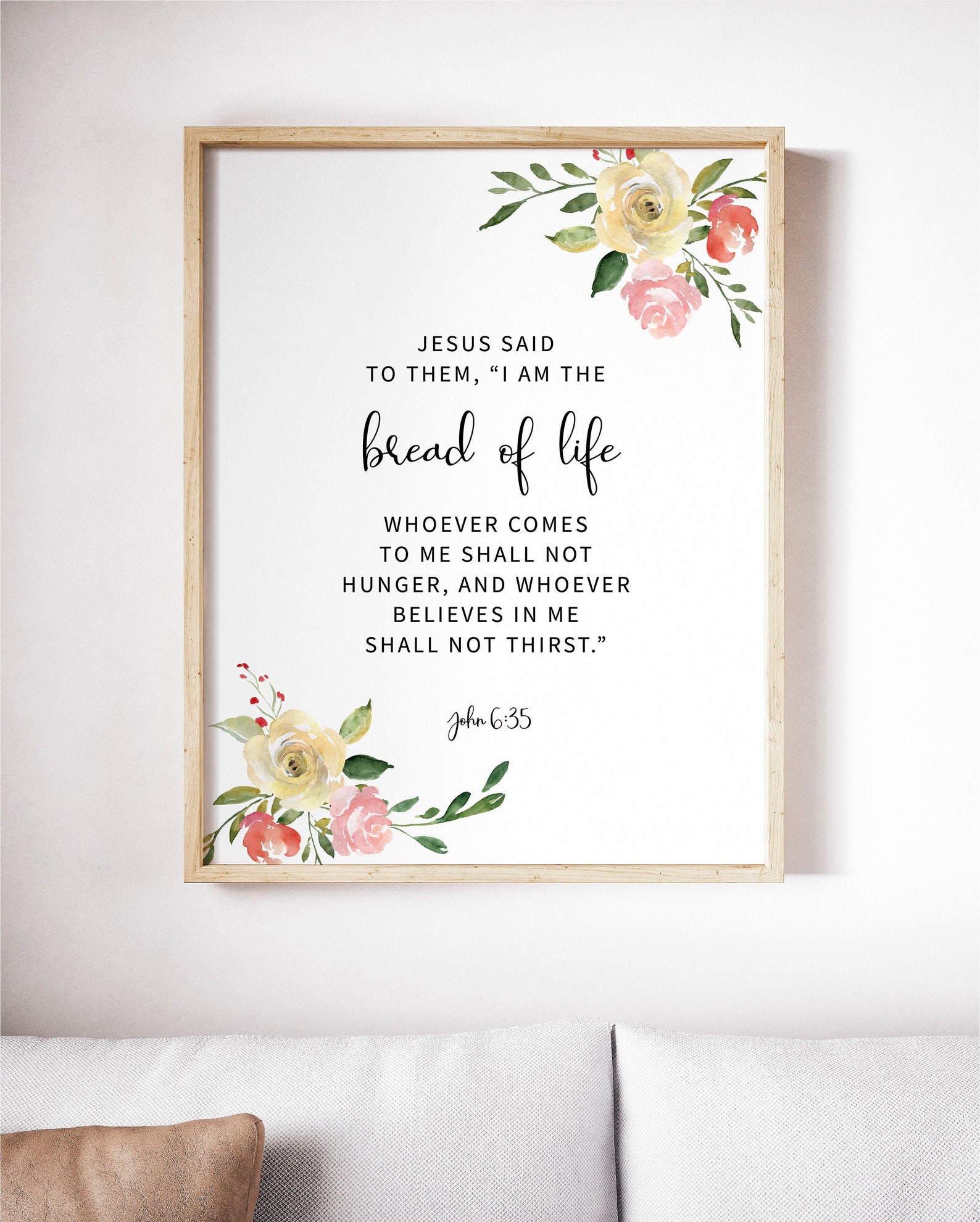 John 6:35 I Am the Bread of Life Bible Verse Wall Art | Etsy