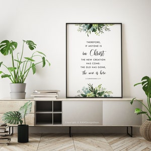 2 Corinthians 5:17 New Creation Bible Verse Printable Wall Art ...