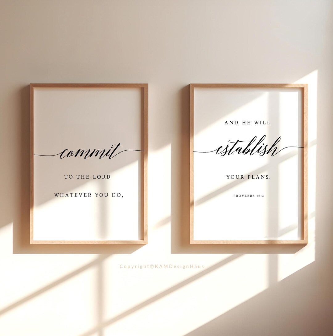 Proverbs 16:3 Commit to the Lord Bible Verse Wall Art, Printable Wall ...