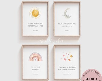 Joshua 1:9 Nursery Bible Verse Wall Art Set of 3 Printable | Etsy