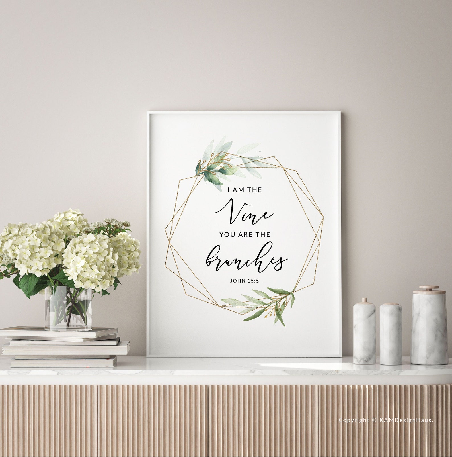 John 15:5 I Am the Vine Bible Verse Wall Art Printable Wall - Etsy