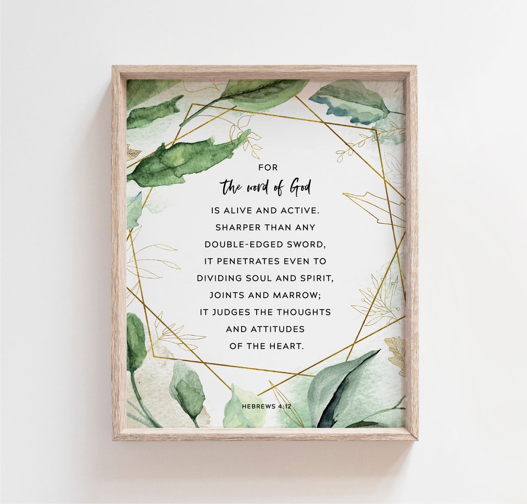 Hebrews 4:12 the Word of God Bible Verse Printable Wall Art, Scripture ...
