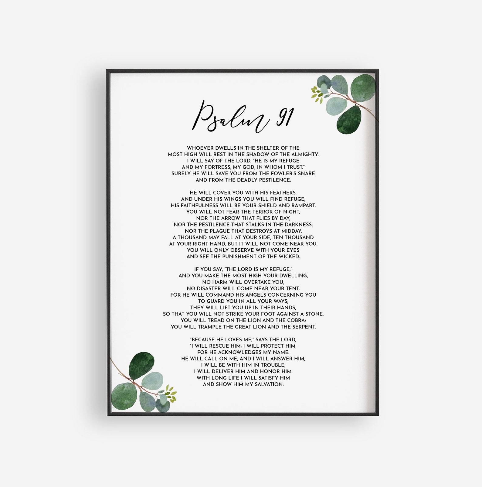 Psalm 91 Bible Verse Wall Art, Printable Wall Art, Bible Verse Digital ...