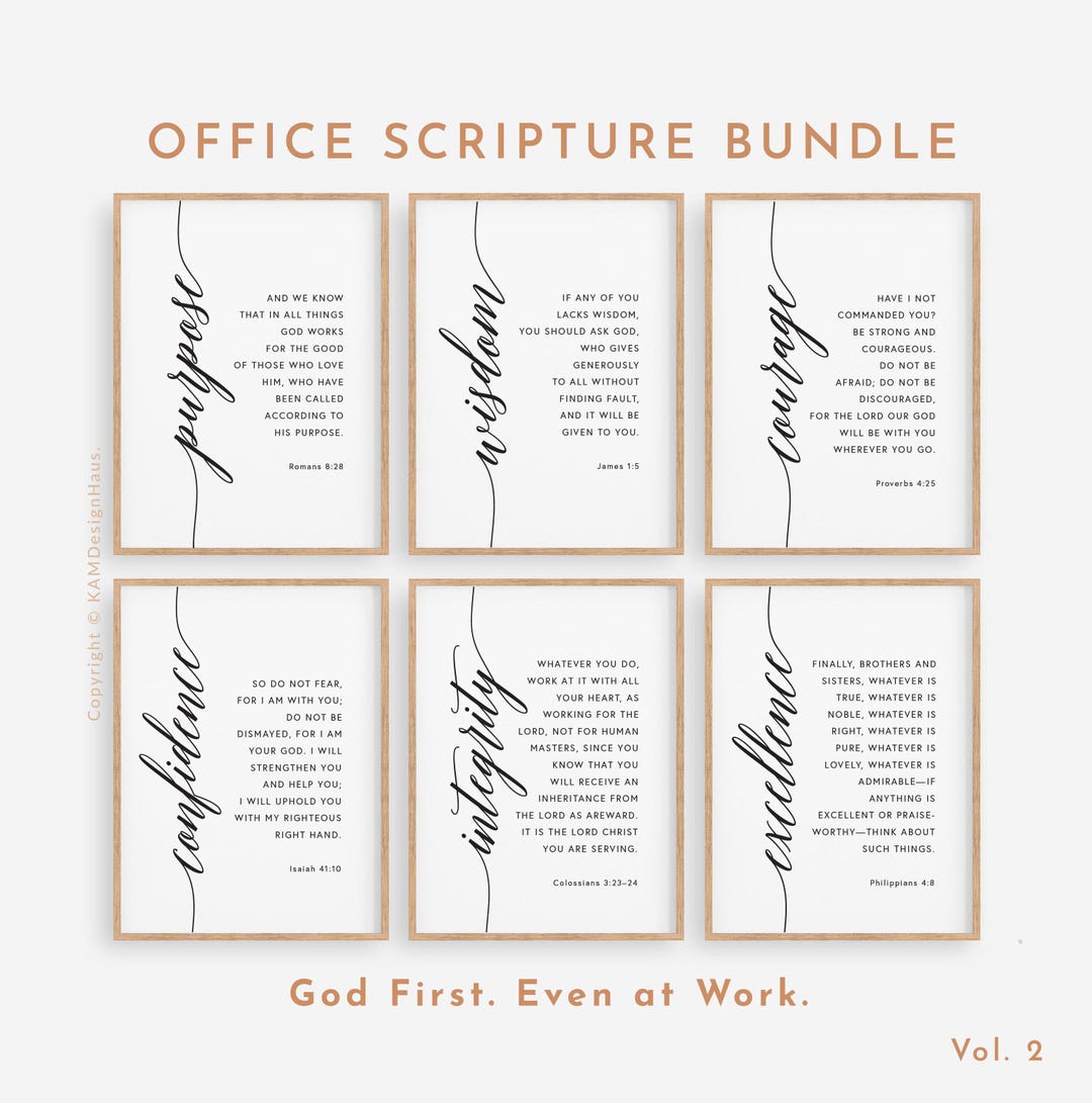 Office Scripture Bundle, Printable Wall Art, Christian Wall Art for ...