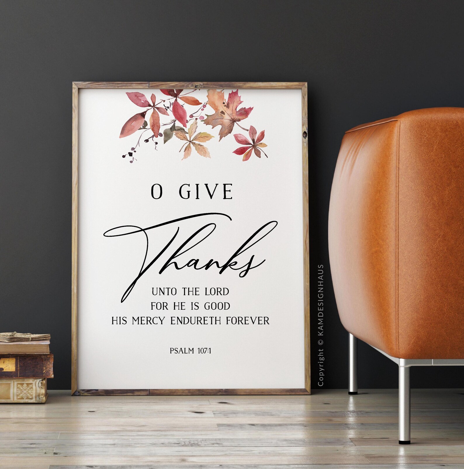 Psalm 107:1 KJV O Give Thanks Bible Verse Print, Printable Wall Art ...