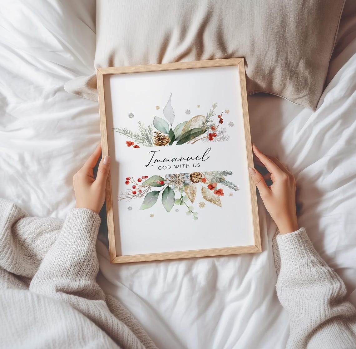 Immanuel Christmas Wall Art, Christian Printable Decor, Christian ...