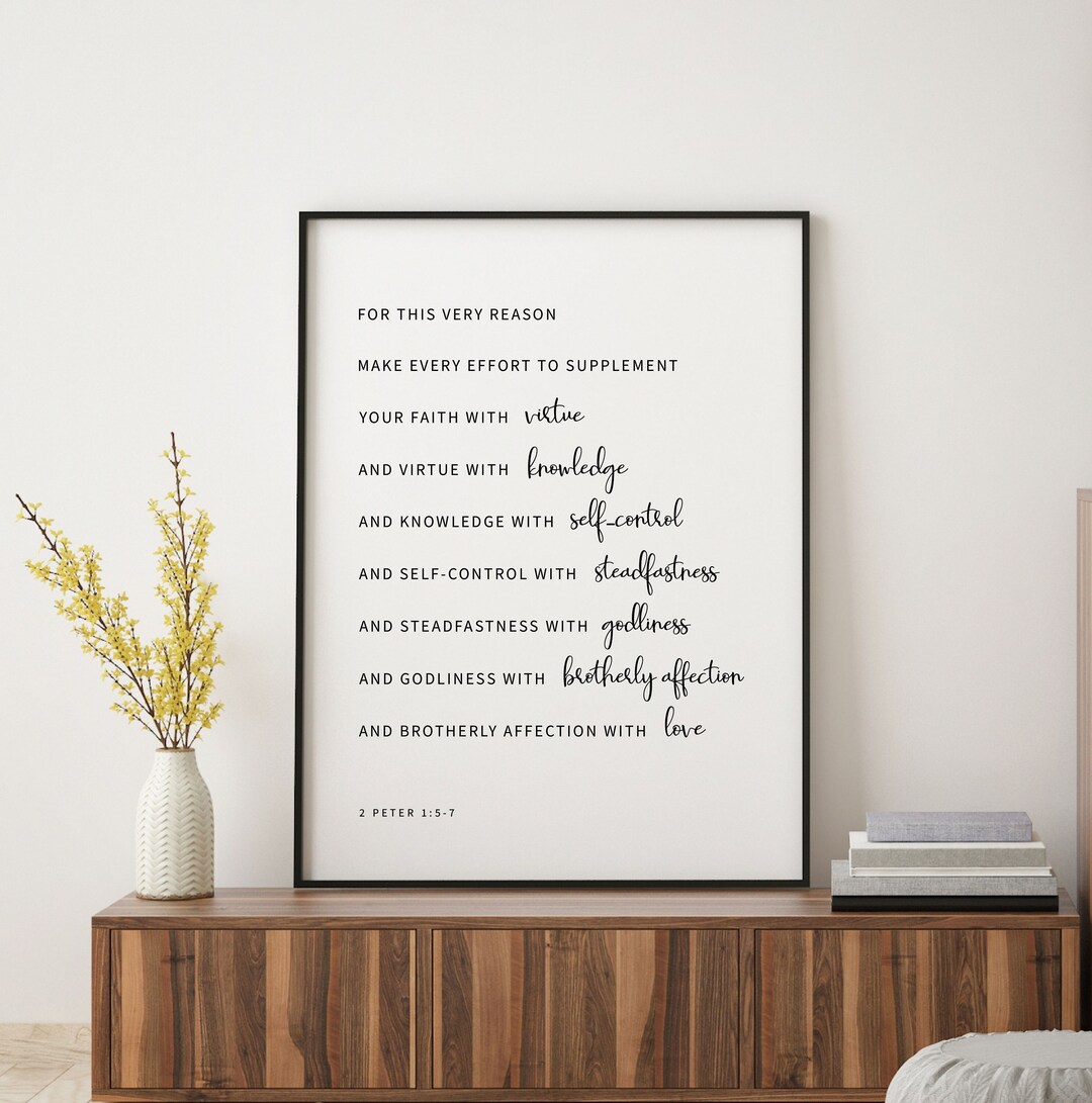 2 Peter 1:5-7 Bible Verse Wall Art, Printable Wall Art, Christian Wall ...