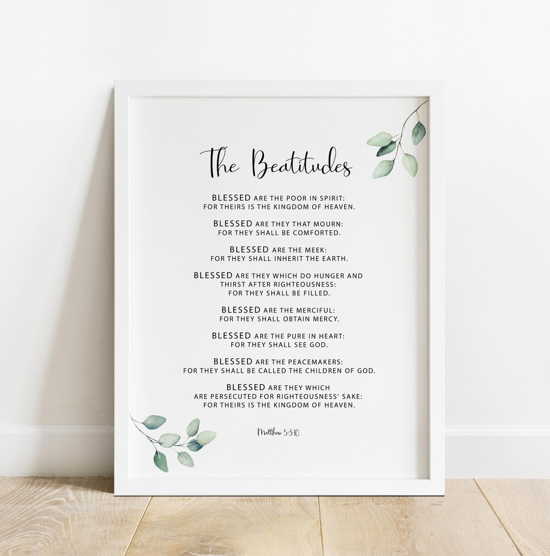 Matthew 5:3-10 the Beatitudes Bible Verse Wall Art, Printable Wall Art ...