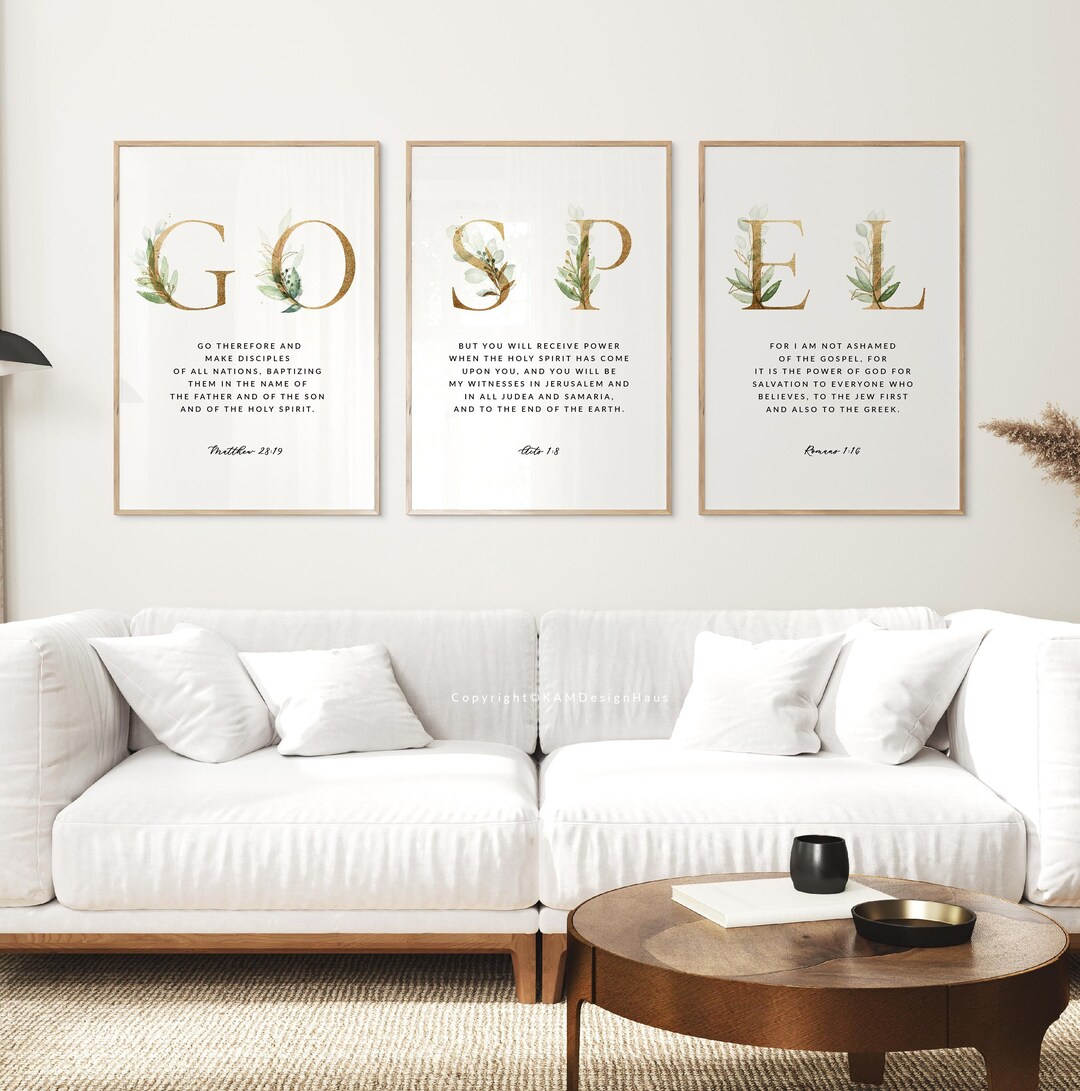 Matthew 28:19 Gospel Bible Verse Wall Art Set of 3 Scripture - Etsy
