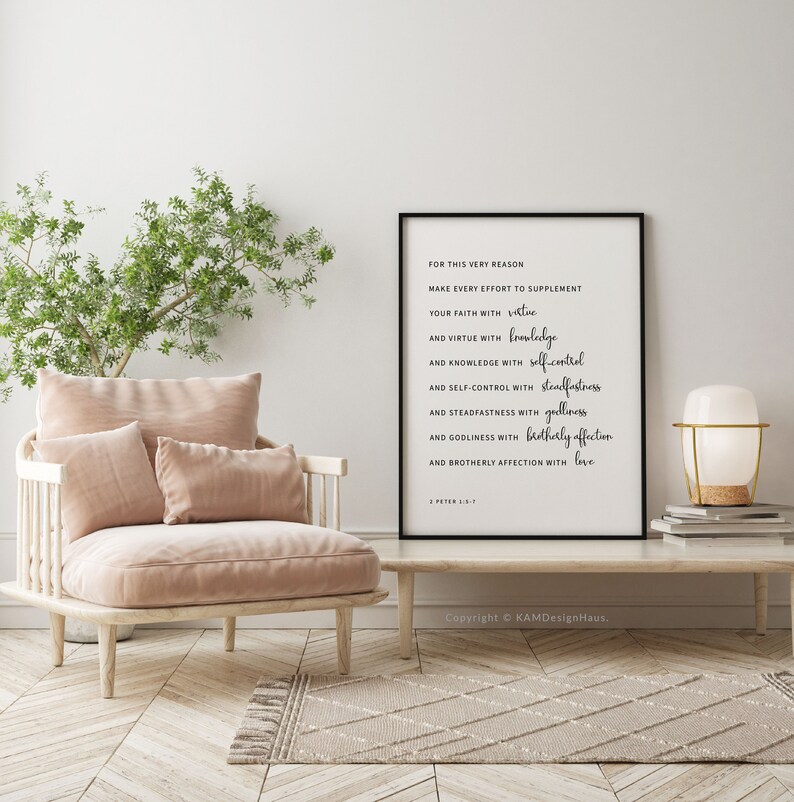 2 Peter 1:5-7 Bible Verse Wall Art Printable Wall Art - Etsy