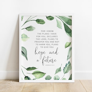 Jeremiah 29:11 for I Know the Plans Bible Verse Wall Art, Printable ...