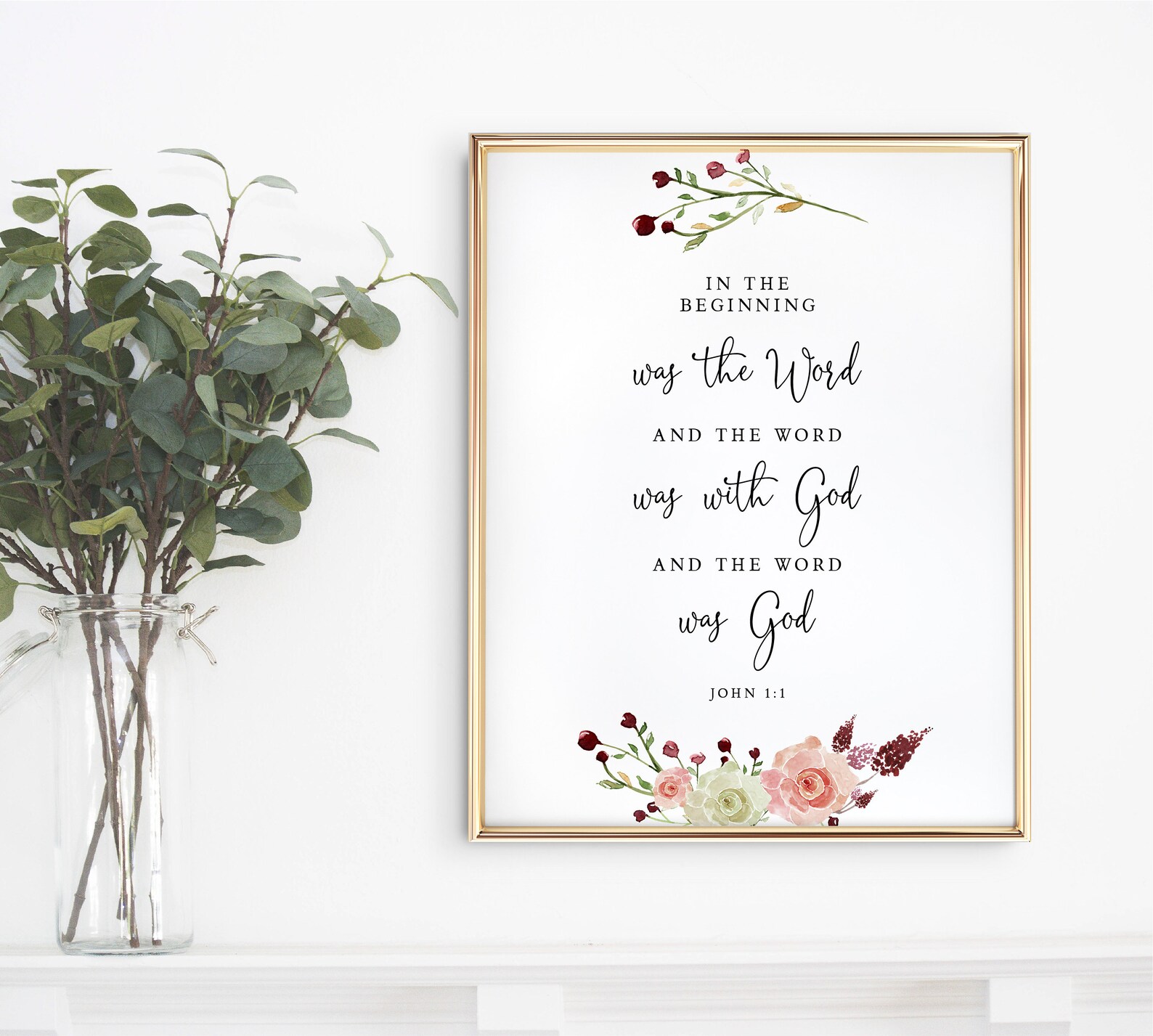 John 1:1 the Word Was God Bible Verse Wall Art Printable Wall - Etsy