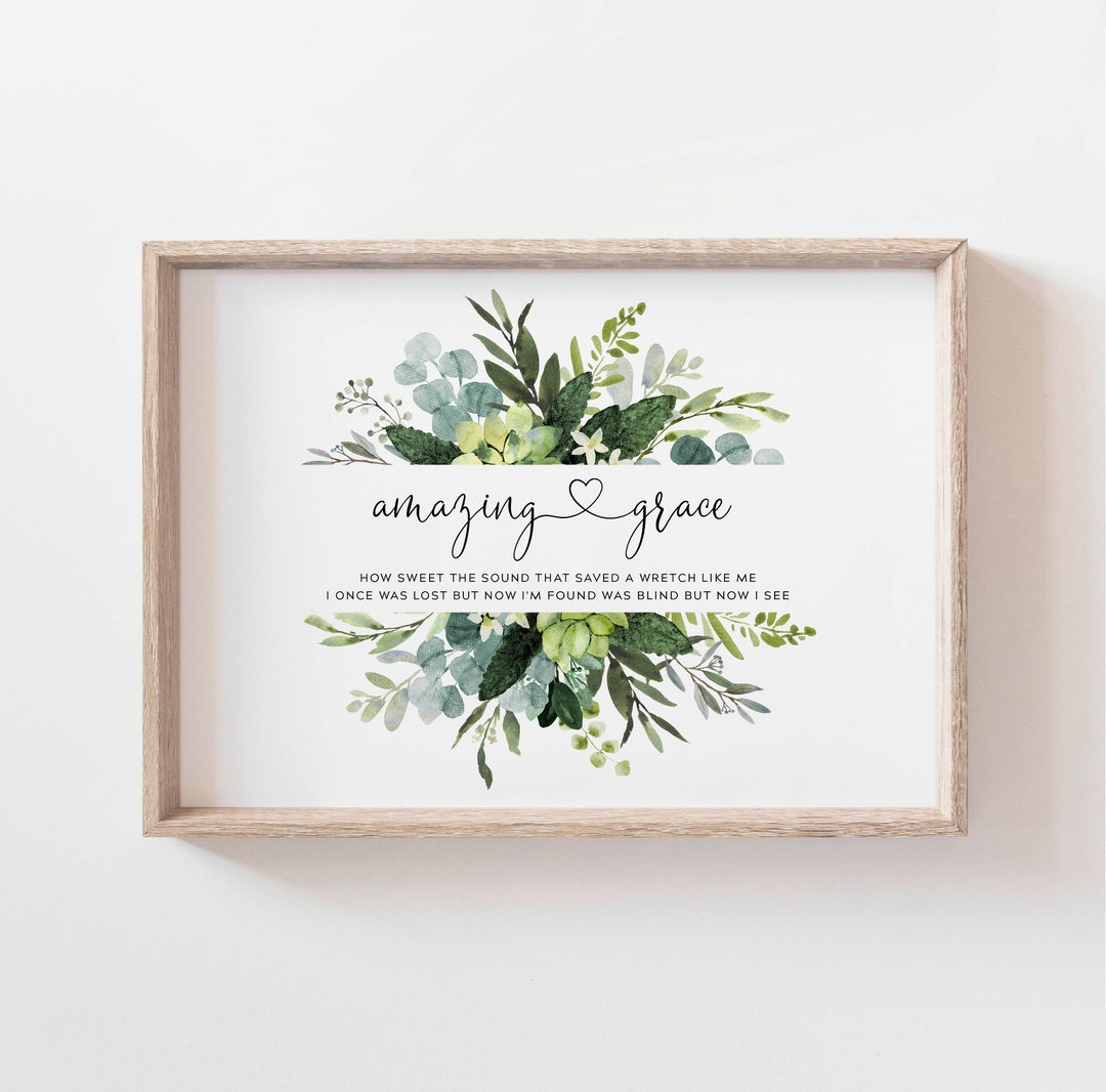 Amazing Grace Christian Printable Wall Art, Christian Quote Digital ...