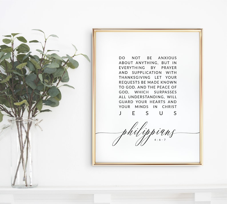 Philippians 4:6-7 Do Not Be Anxious Bible Verse Printable Wall | Etsy
