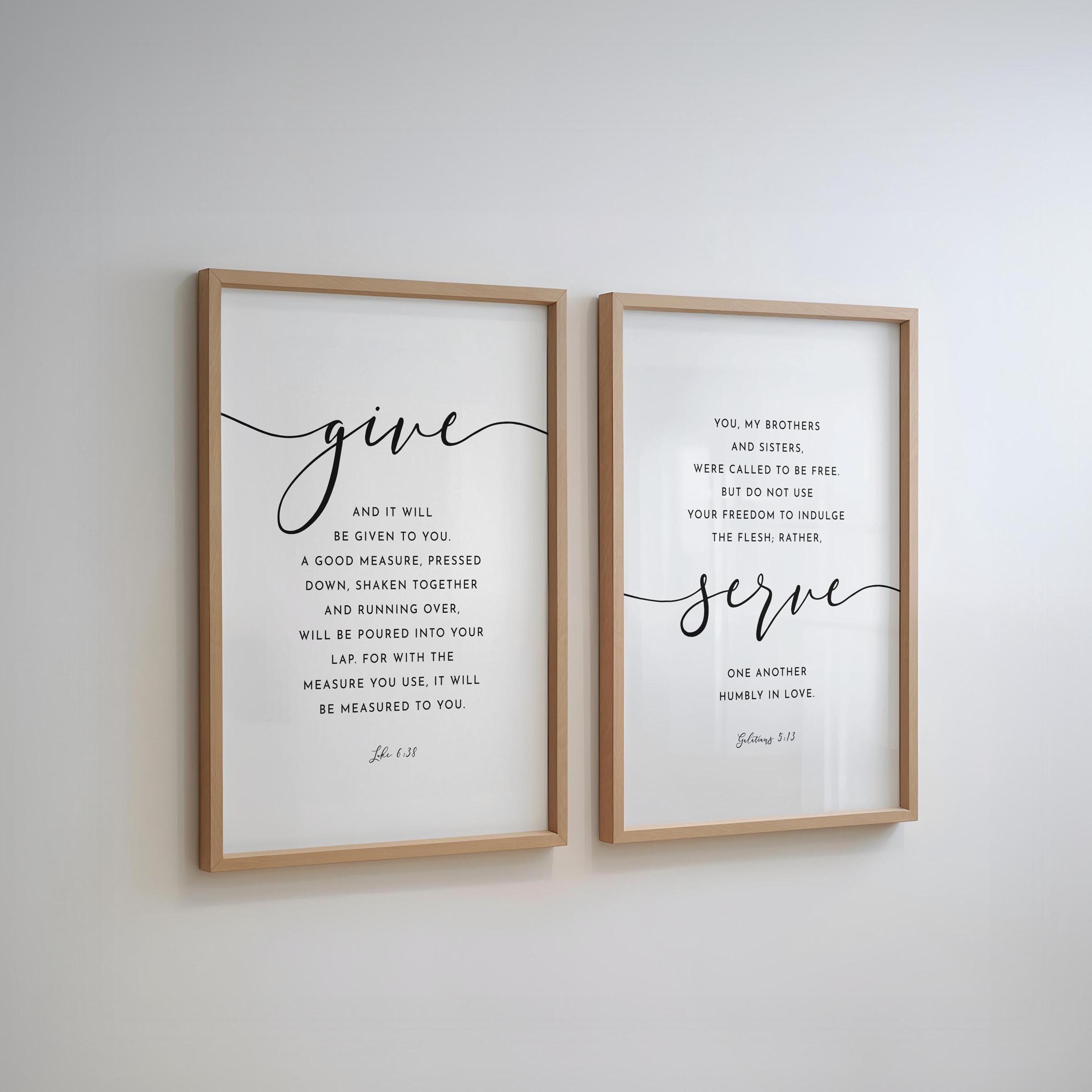 Luke 6:38 Give & Serve Bible Verse Print, Set of 2 Scripture Download ...