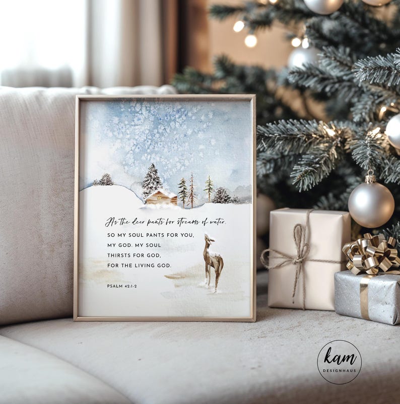 Psalm 42:1-2 Winter Bible Verse Printable Wall Art, Winter Scripture ...