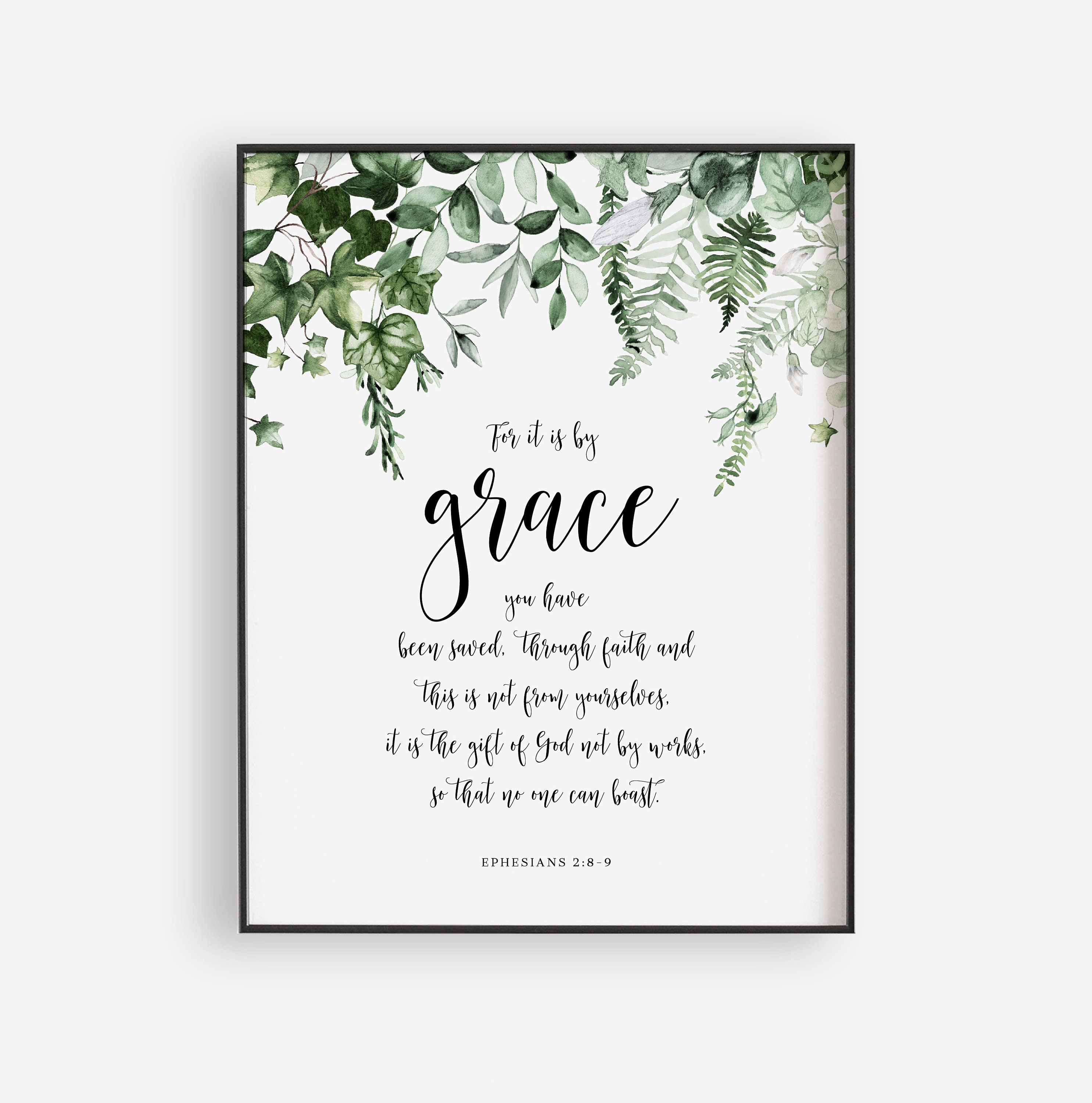 Ephesians 2:8-9 By Grace Bible Verse Wall Art Scripture | Etsy