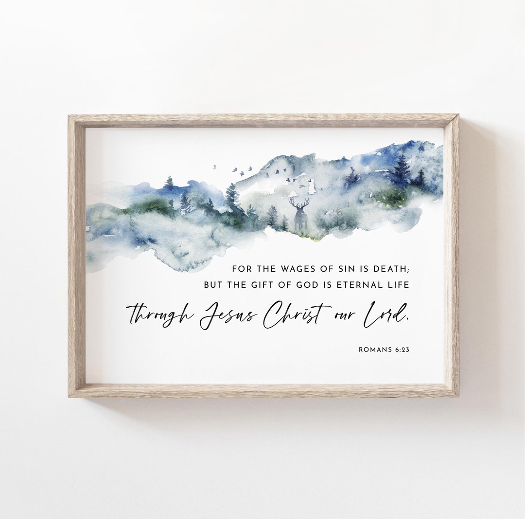 Romans 6:23 KJV Bible Verse Print, Printable Wall Art, Scripture ...