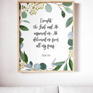 Psalm 34:4 He Answered Me Bible Verse Wall Art, Downloadable Scripture ...