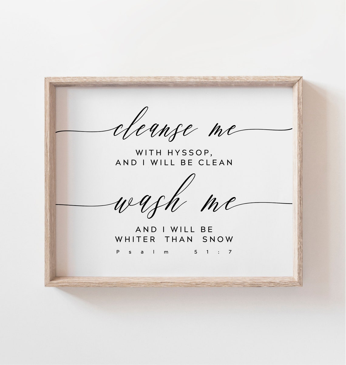 Psalm 51:7 Cleanse Me Wash Me Bible Verse Printable Wall Art | Etsy