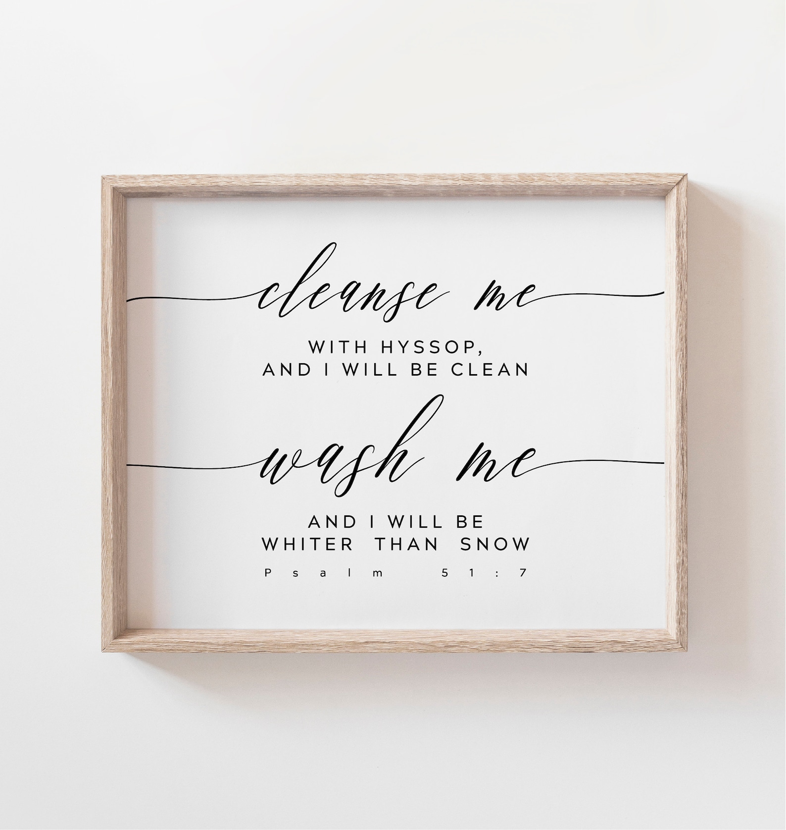 Psalm 51:7 Cleanse Me Wash Me Bible Verse Printable Wall Art - Etsy