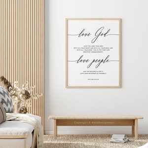 Matthew 22:37-39 Love God Love People Bible Verse Wall Art, Scripture ...