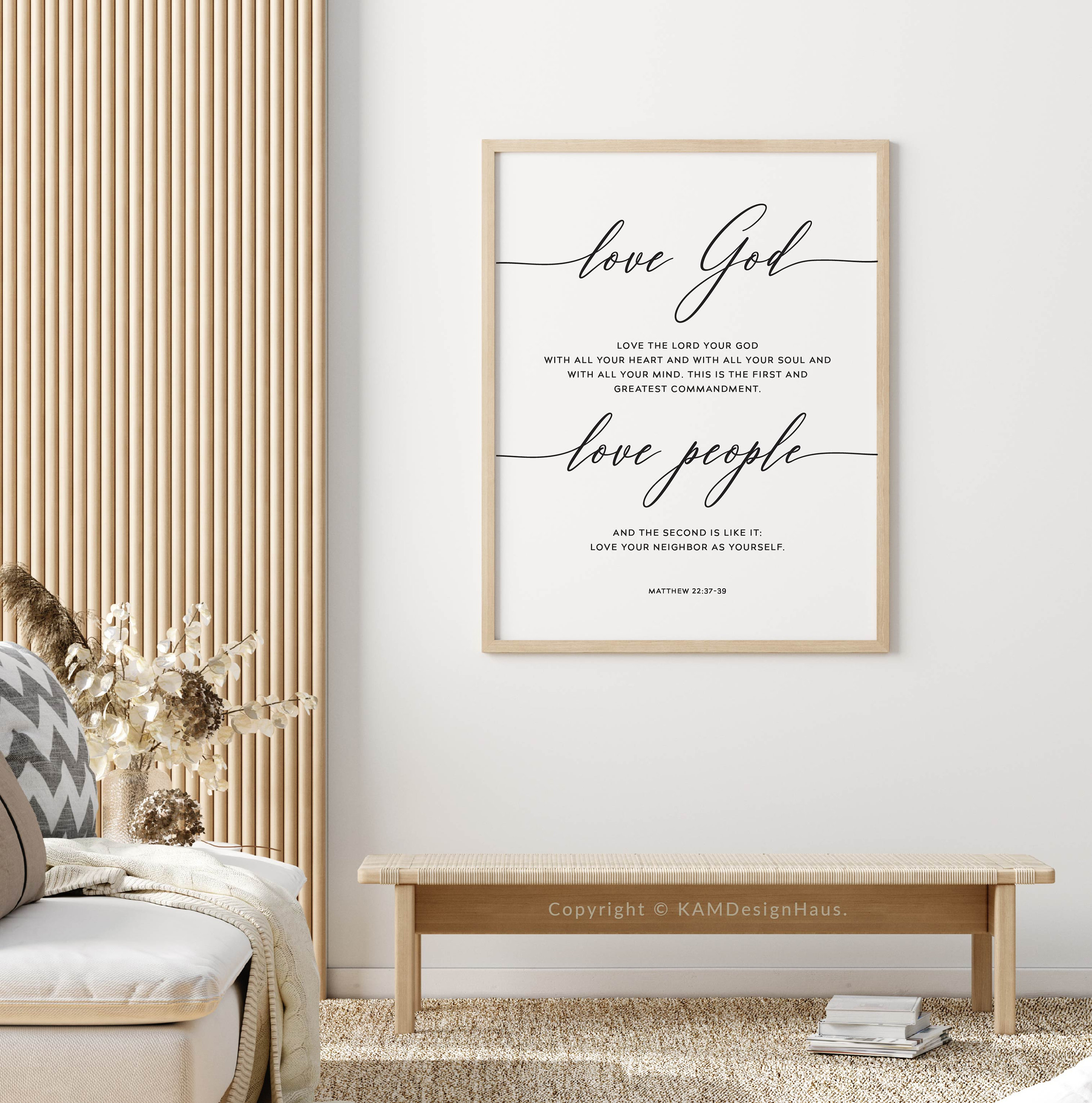 Matthew 22:37-39 Love God Love People Bible Verse Wall Art - Etsy