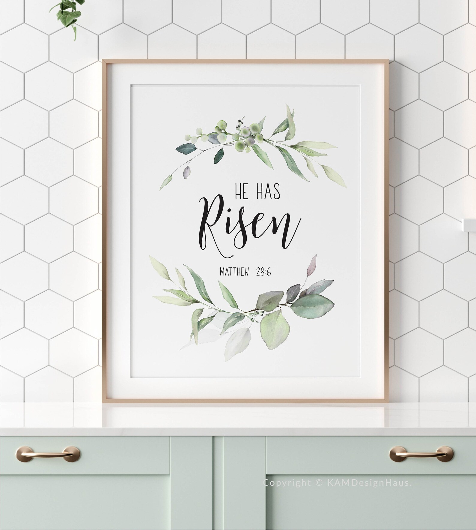 Matthew 28:6 He Has Risen Bible Verse Printable Wall Art, Easter ...