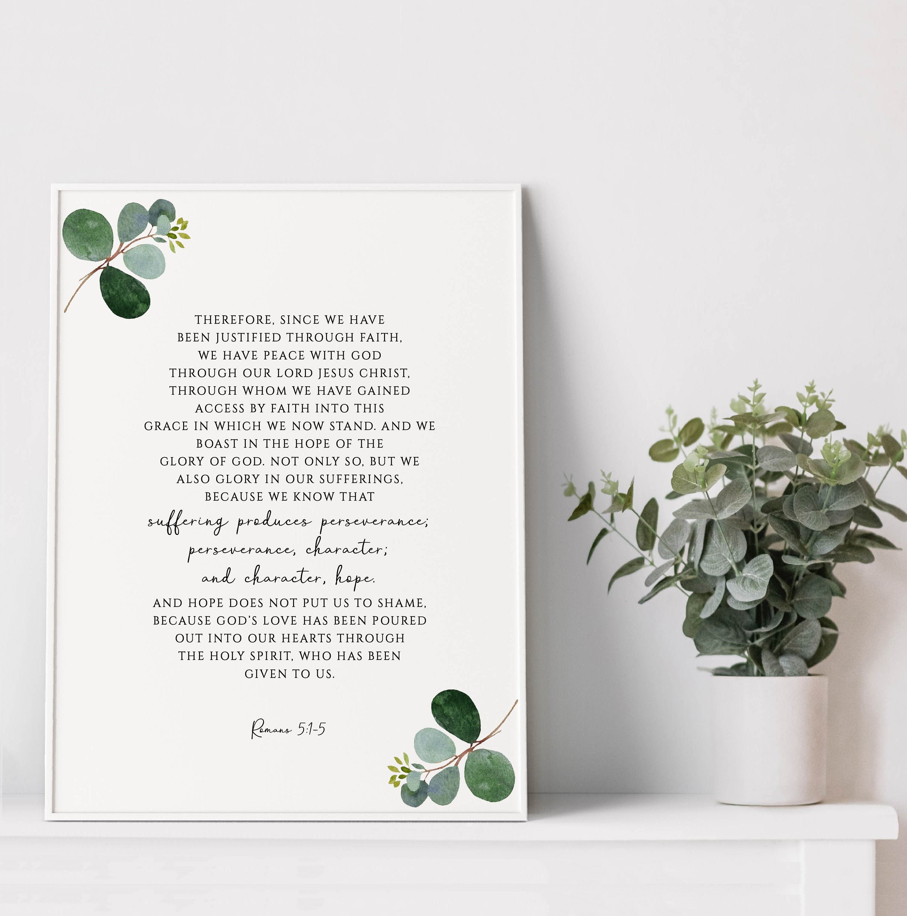 Romans 5:1-5 Perseverance Hope Bible Verse Print Printable | Etsy