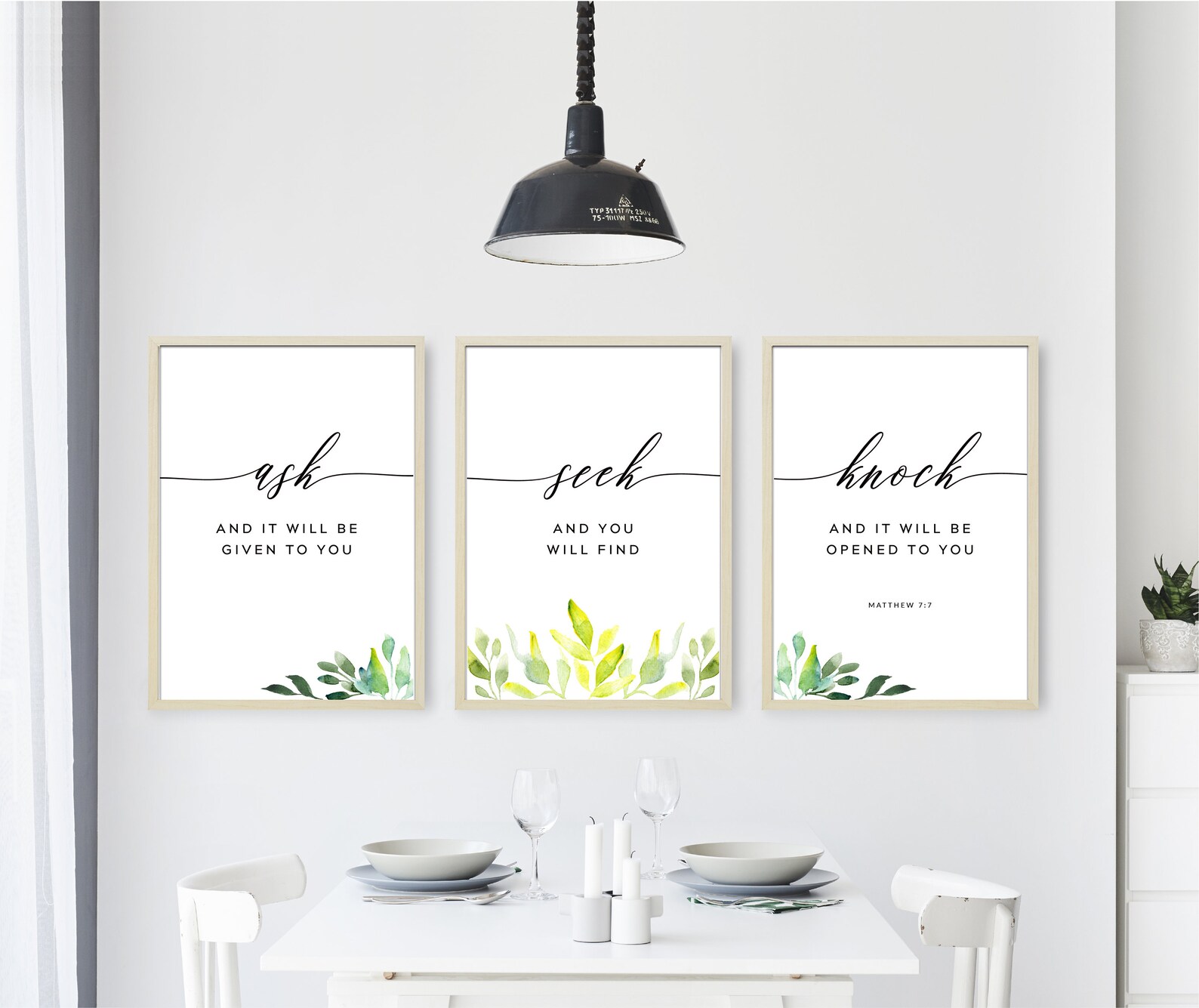Matthew 7:7 Ask Seek Knock Bible Verse Printable Wall Art Set - Etsy