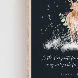 Psalm 42:1 Winter Bible Verse Wall Art, Scripture With Black Background ...