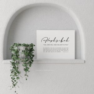 Hephzibah Scripture Wall Art, Horizontal Bible Verse Print Download ...