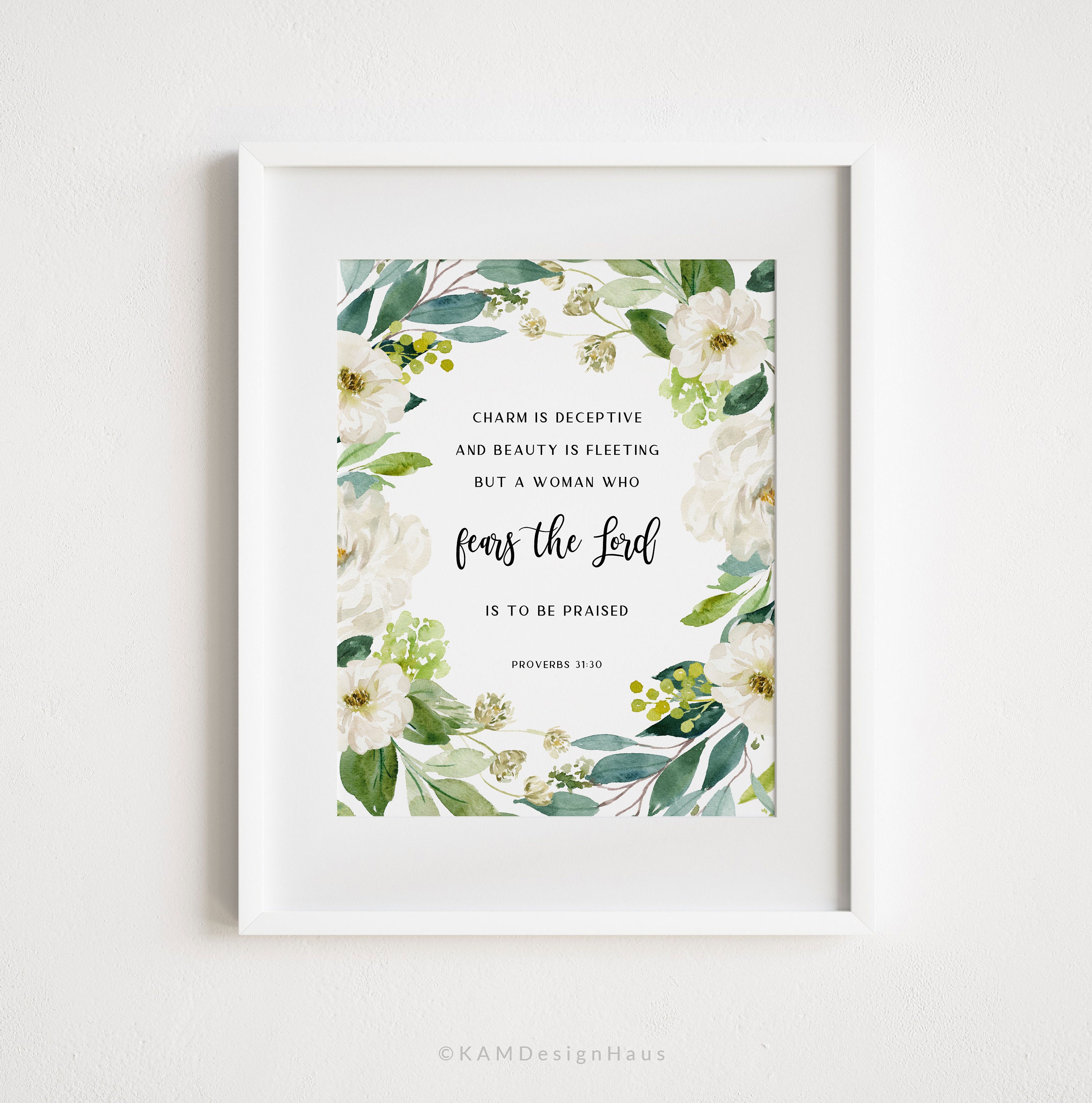 Proverbs 31:30 Bible Verse Wall Art Printable Wall Art Gift - Etsy