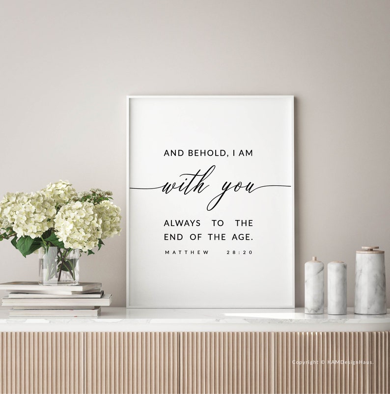 Matthew 28:20 I Am With You Always Bible Verse Wall Art | Etsy