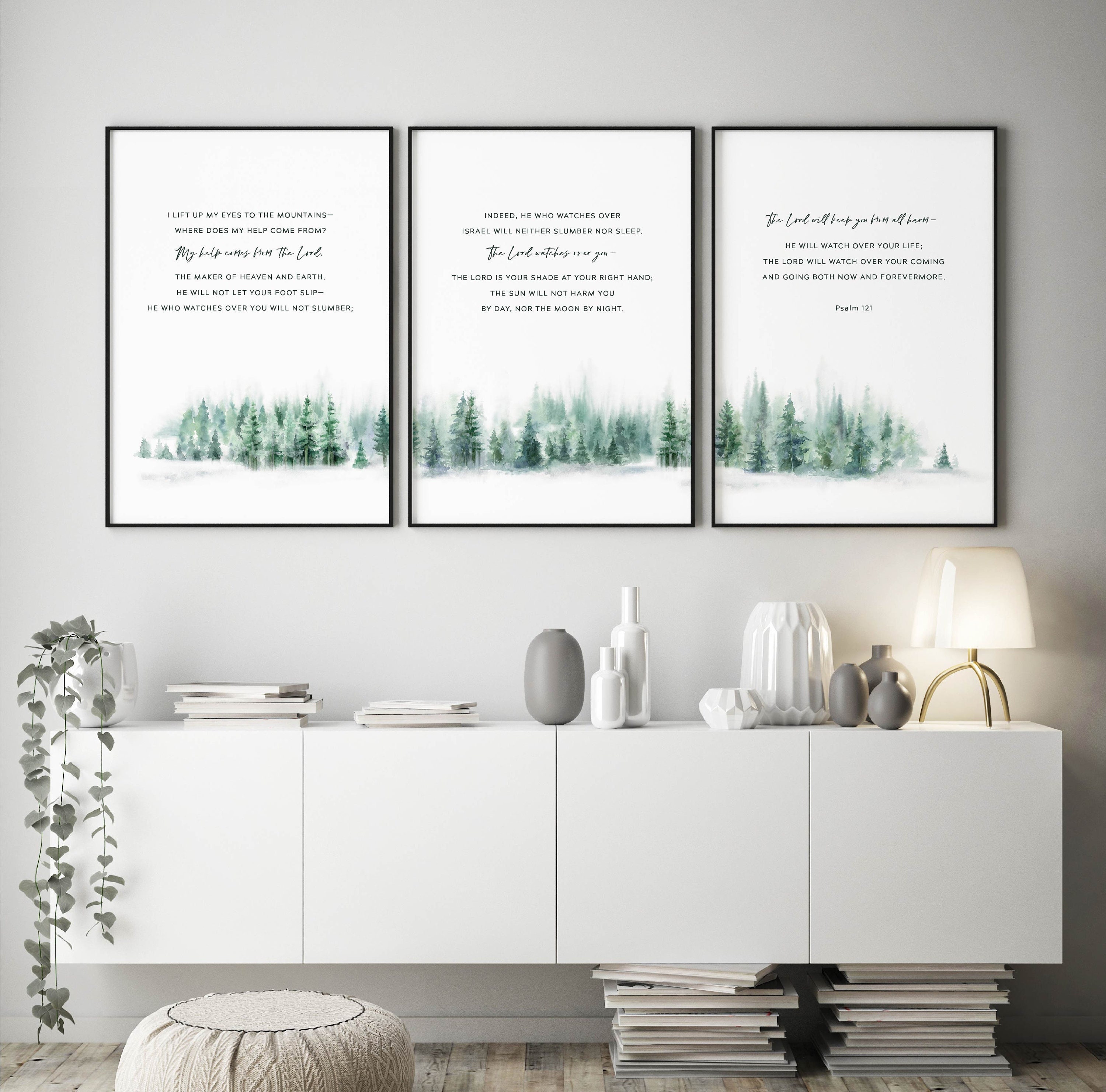 Psalm 121 Bible Verse Printable Wall Art Set of 3 Scripture - Etsy