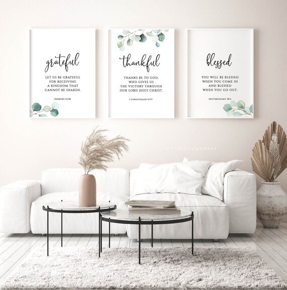 Grateful Thankful Blessed Bible Verse Wall Art Deuteronomy | Etsy