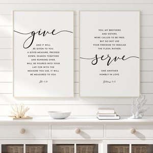 Luke 6:38 Give & Serve Bible Verse Print, Set of 2 Scripture Download ...
