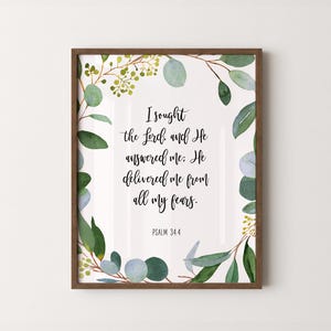 Psalm 34:4 He Answered Me Bible Verse Wall Art, Downloadable Scripture ...