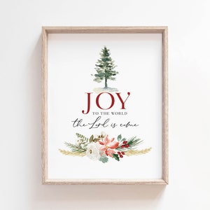 JOY Christmas Wall Art, Christmas Tree Download, Christmas Postcard ...