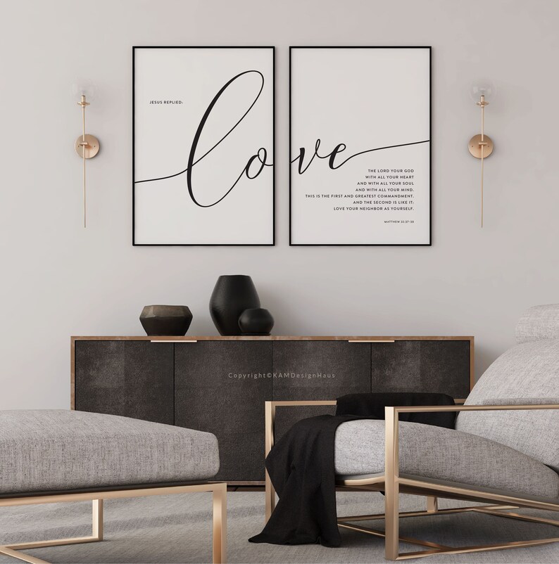 Matthew 22:37-39 Love the Lord Bible Verse Wall Art, Scripture Poster ...
