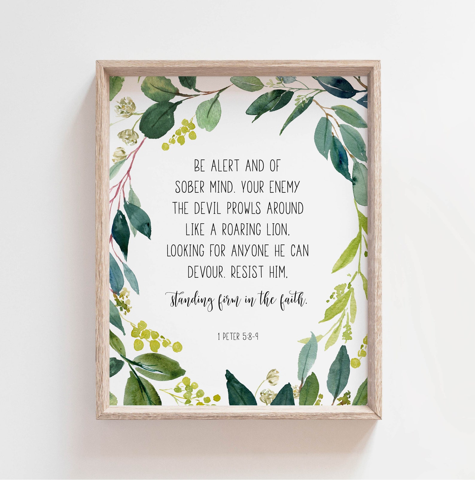 1 Peter 5:8-9 Firm in the Faith Bible Verse Wall Art | Etsy