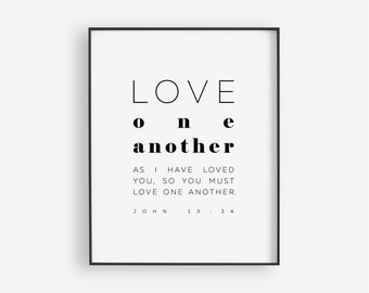 John 13:34 Love One Another Bible Verse Printable Wall Art | Etsy