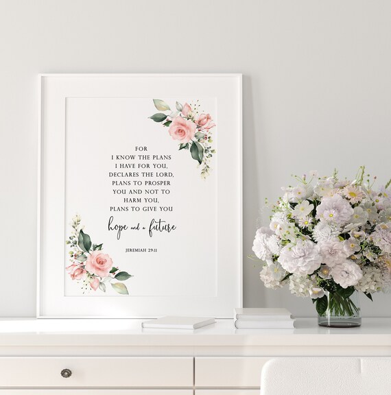Jeremiah 29:11 For I Know The Plans Bible Verse Printable Wall | Etsy