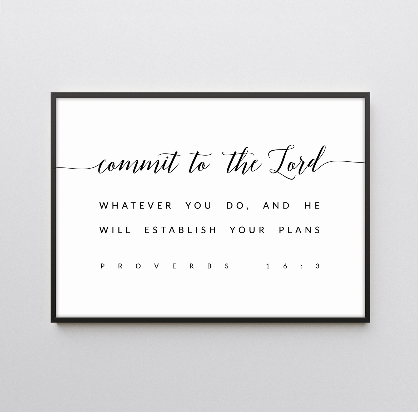 Proverbs 16:3 Commit to the Lord Bible Verse Wall Art | Etsy