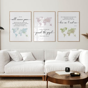 Isaiah 6:8 Set of 3 World Map Wall Art, Bible Verse Printable Wall Art ...