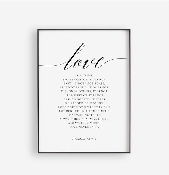 1 Corinthians 13:4-8 Bible Verse Printable Wall Art Large | Etsy