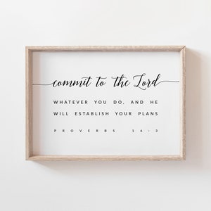 Proverbs 16:3 Commit to the Lord Bible Verse Wall Art, Printable Wall ...