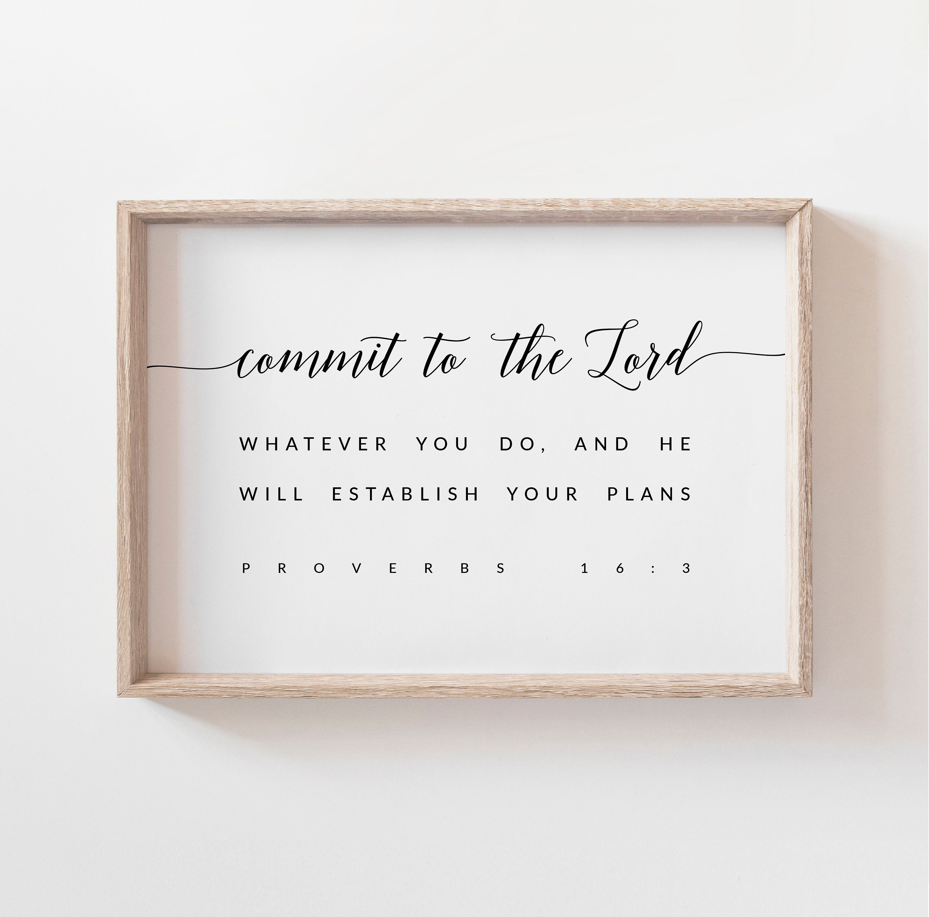 Proverbs 16:3 Commit to the Lord Bible Verse Wall Art | Etsy